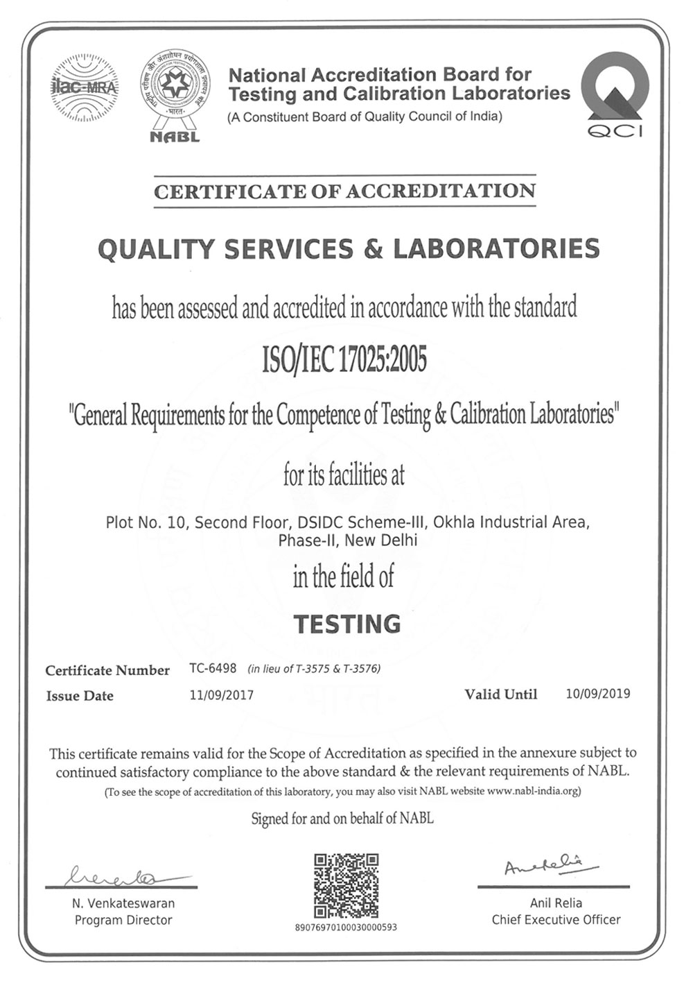 Accreditation – Quality Services & Laboratories